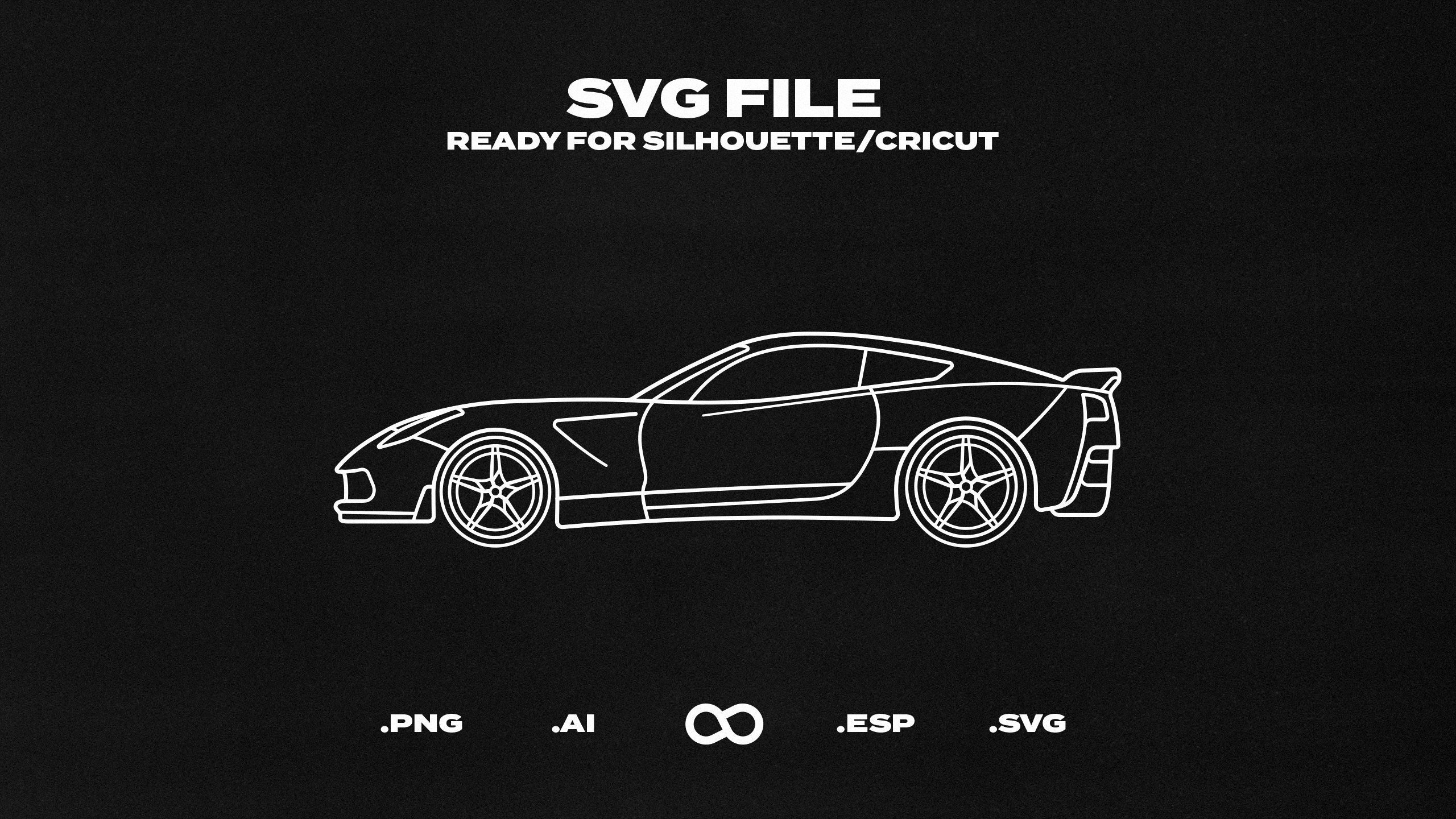 Corvette C7 Z06 Car SVG/EPS Outline - Printable, Cricut & Silhouette ...