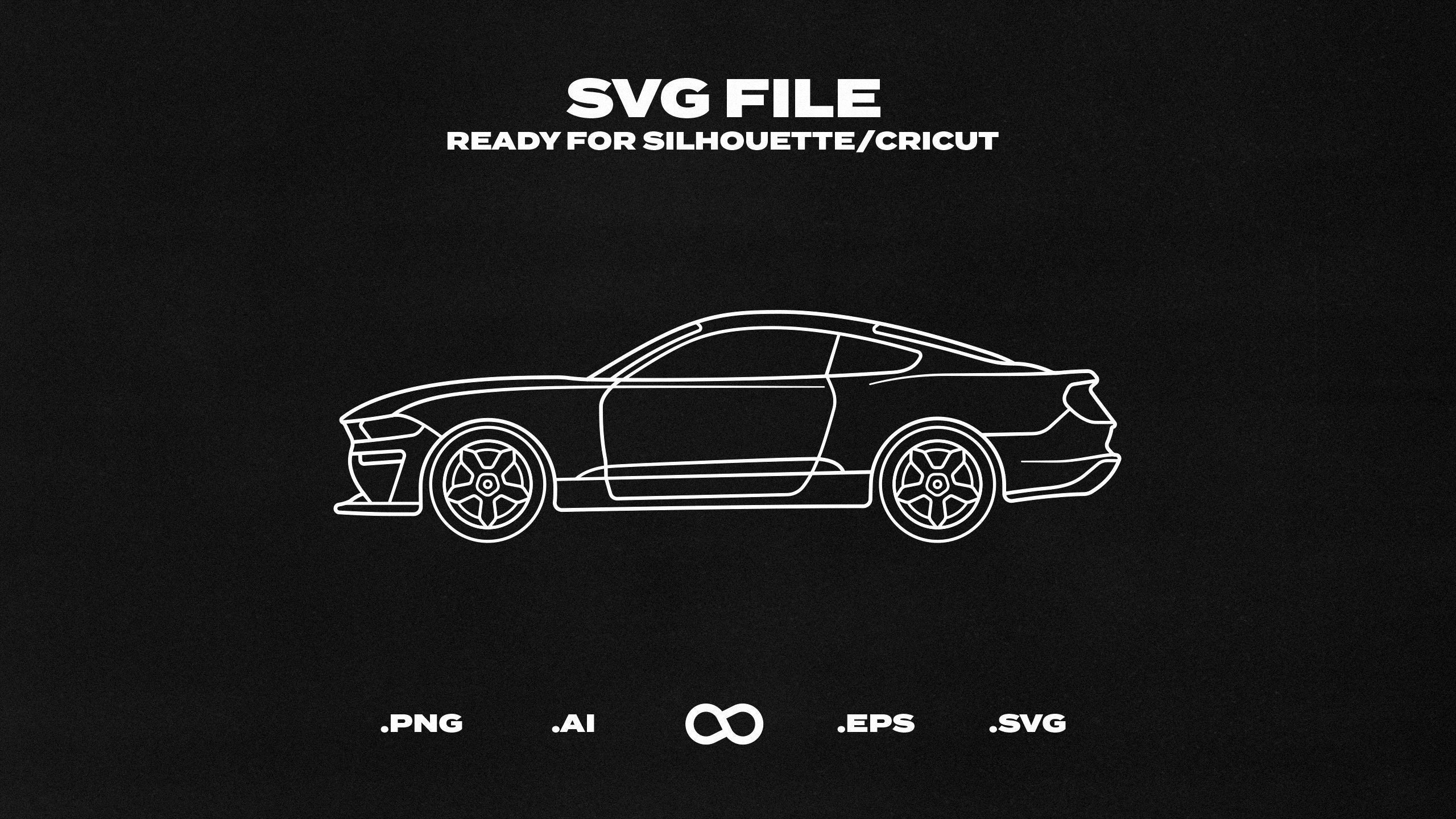 Ford Mustang Ecoboost Car SVG/EPS Outline Printable, Cricut ...