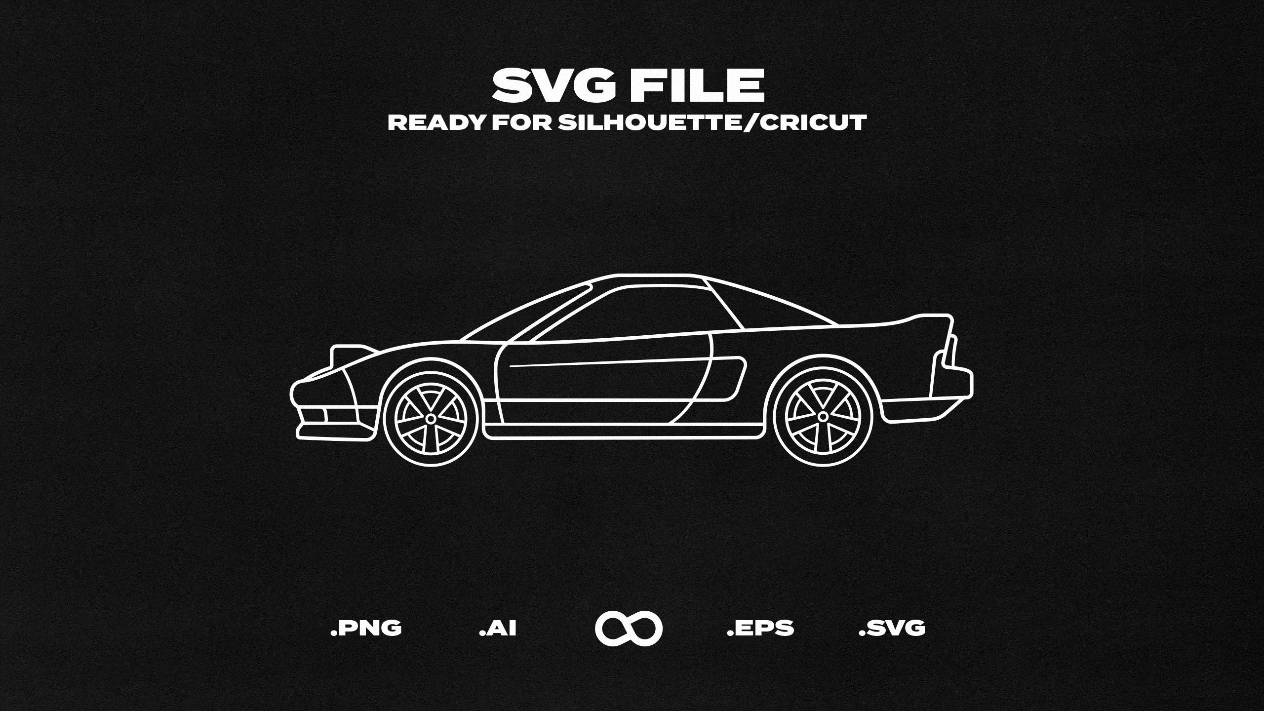Honda NSX 1990 Car SVG/EPS Outline - Printable, Cricut & Silhouette ...