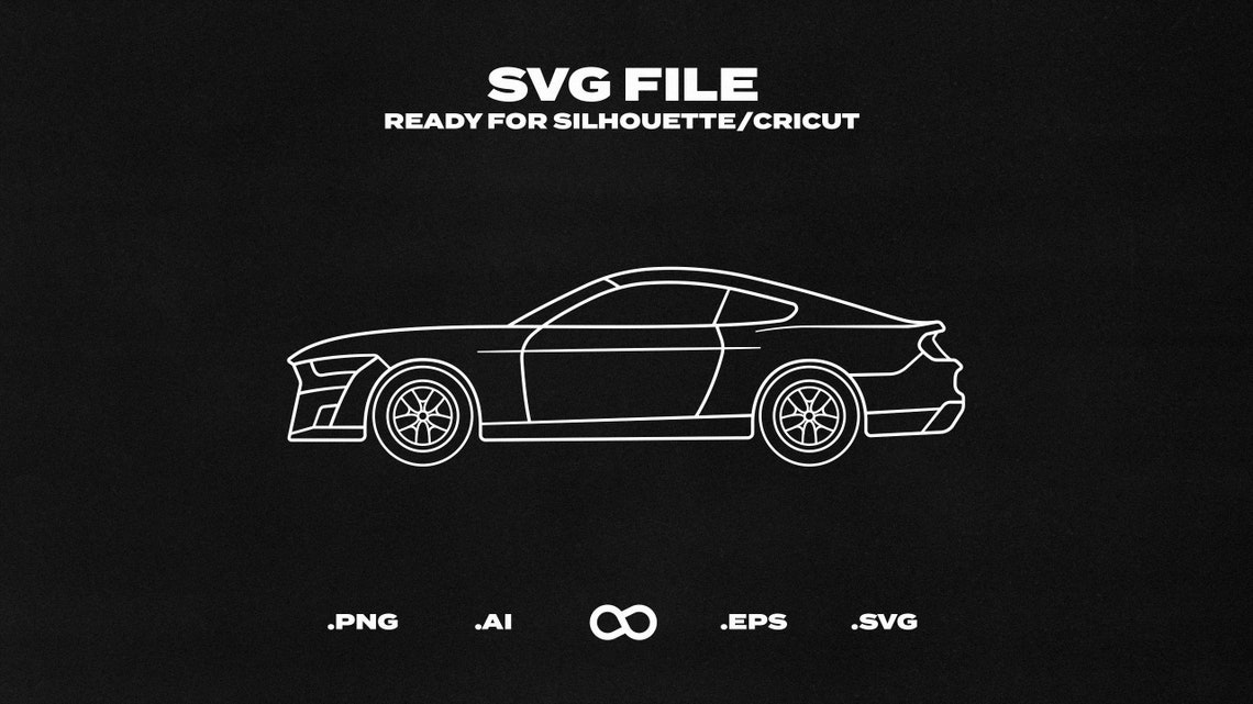 Ford Shelby Mustang GT500 2019 Car SVG/EPS Vector Outline - Printable ...