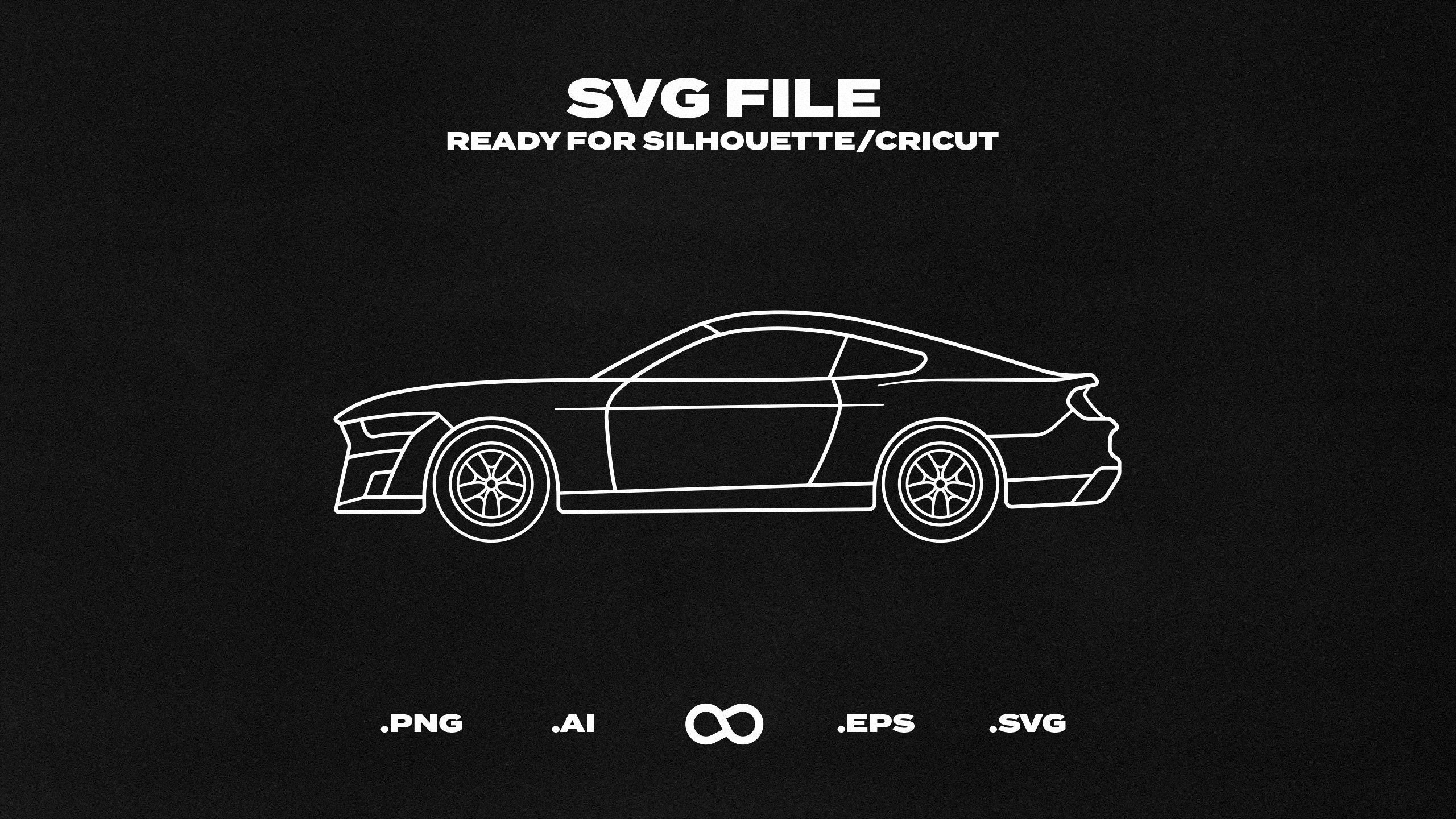 Ford Shelby Mustang GT500 2019 Car SVG/EPS Vector Outline Printable ...