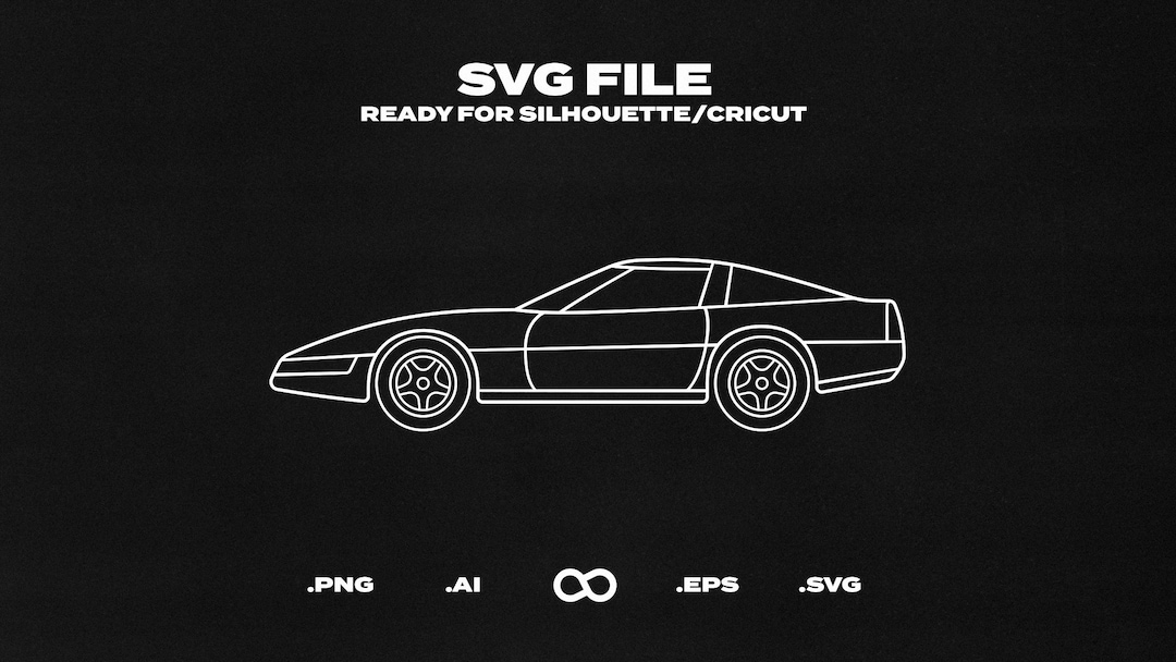 Corvette ZR1 C4 1990 Car SVG/EPS Outline - Printable, Cricut ...