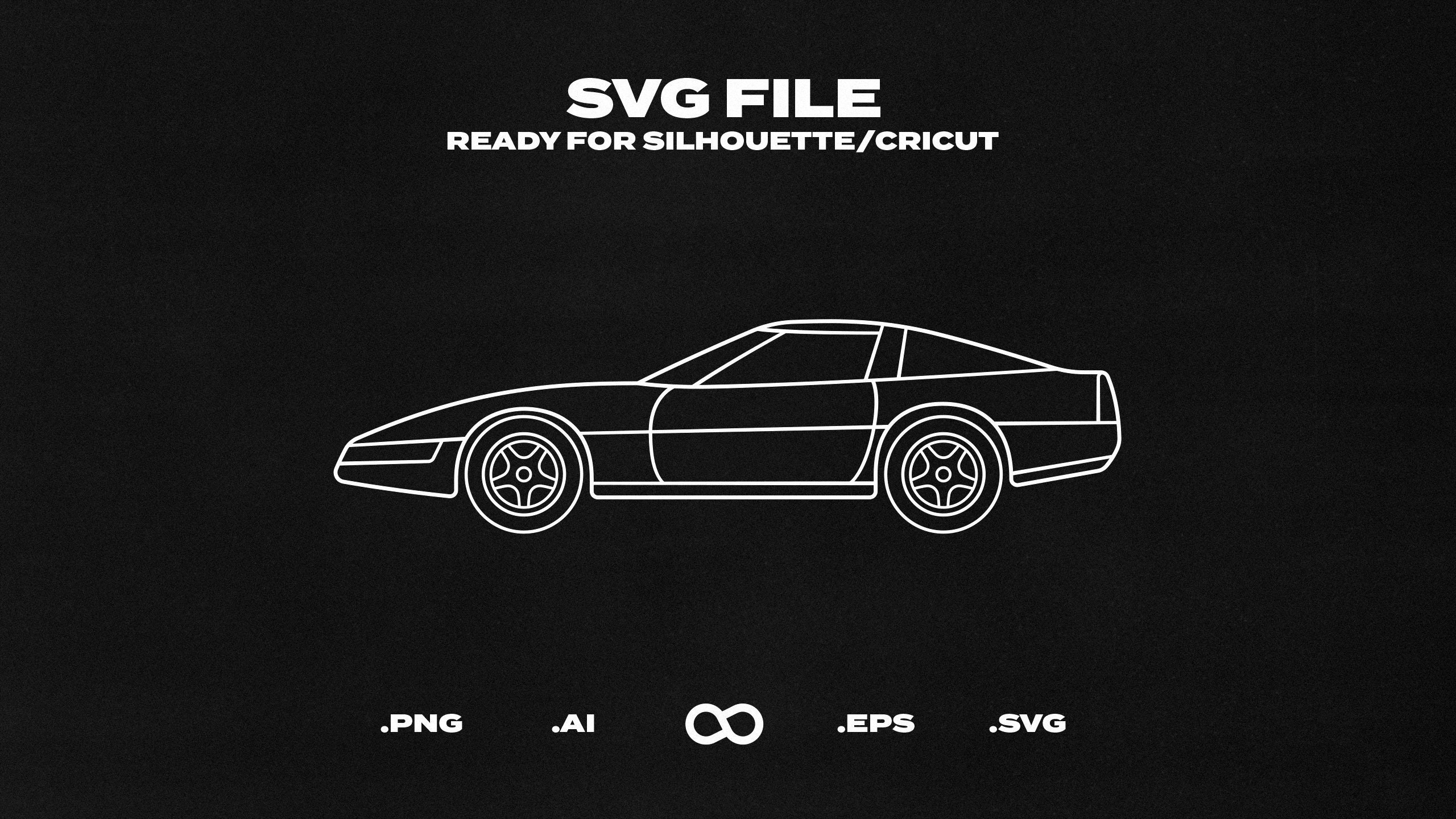 Corvette ZR1 C4 1990 Car SVG/EPS Outline - Printable, Cricut ...