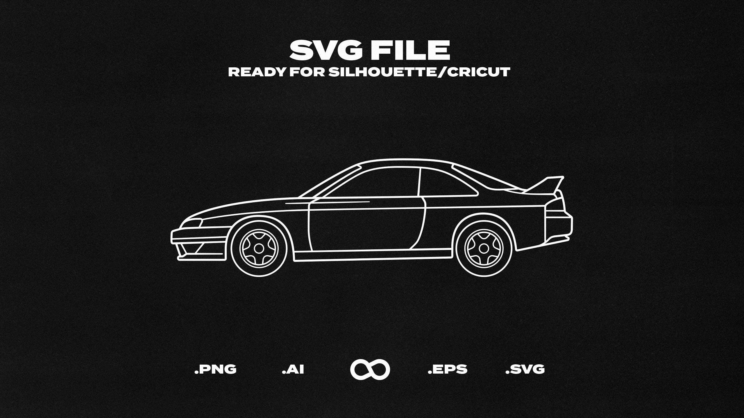 Nissan Silvia S14 Kouki 1998 Car SVG/EPS Outline - Printable, Scanncut ...