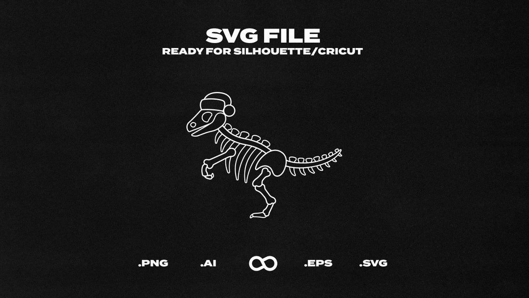 Christmas Dinosaur Skeleton, Raptor, Festive Holiday Reptile SVG/EPS ...