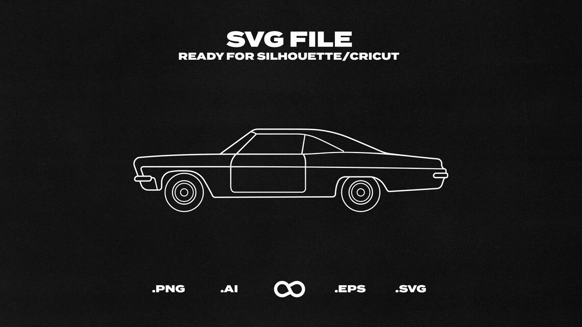 Impala SS Sport Coupe 1966 Car SVG/EPS Outline - Printable, Cricut ...