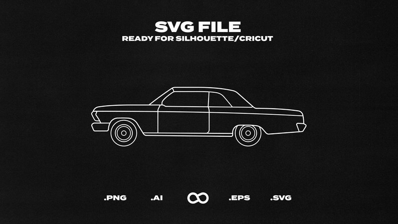 Impala SS 409 1962 Car SVG/EPS Outline - Printable, Cricut & Silhouette ...