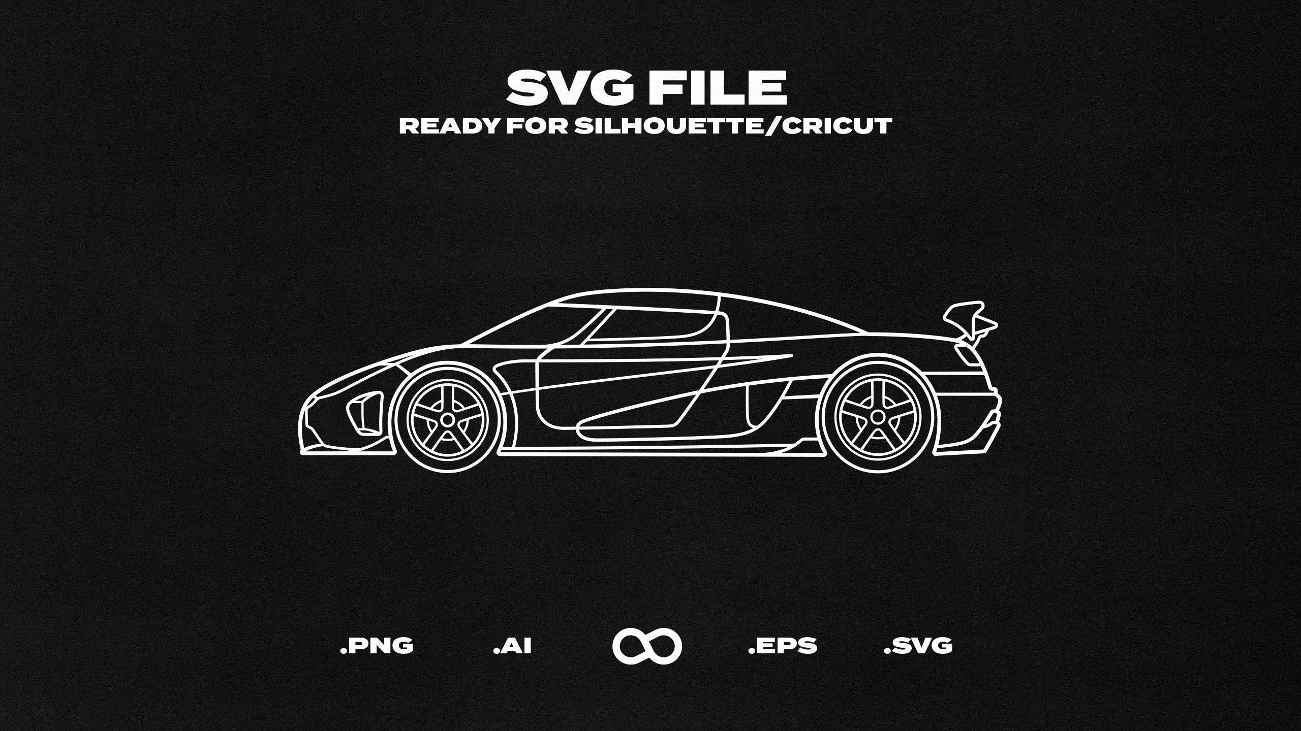 Koenigsegg Agera RS 2017 Hypercar SVG/EPS Outline - Printable, Cricut ...