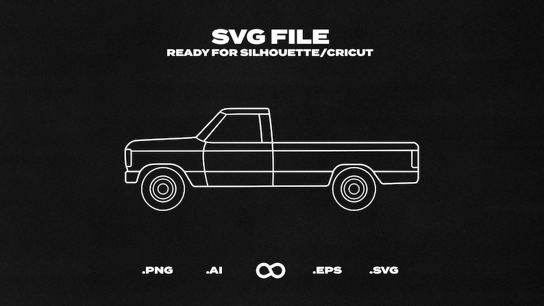 Ford F150 Ranger 1980 Vintage Pickup Truck SVG/EPS Vector Outline ...