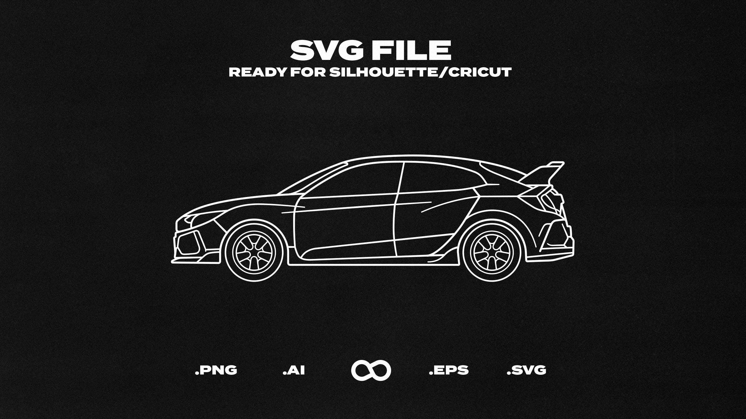 Honda Civic Type R 2020 Car SVG/EPS Outline - Printable, Scanncut ...