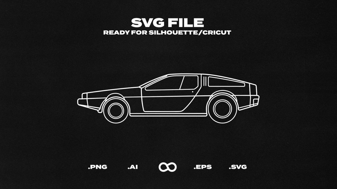 DMC Delorean 1981 Car SVG/EPS Outline - Printable, Cricut & Silhouette ...