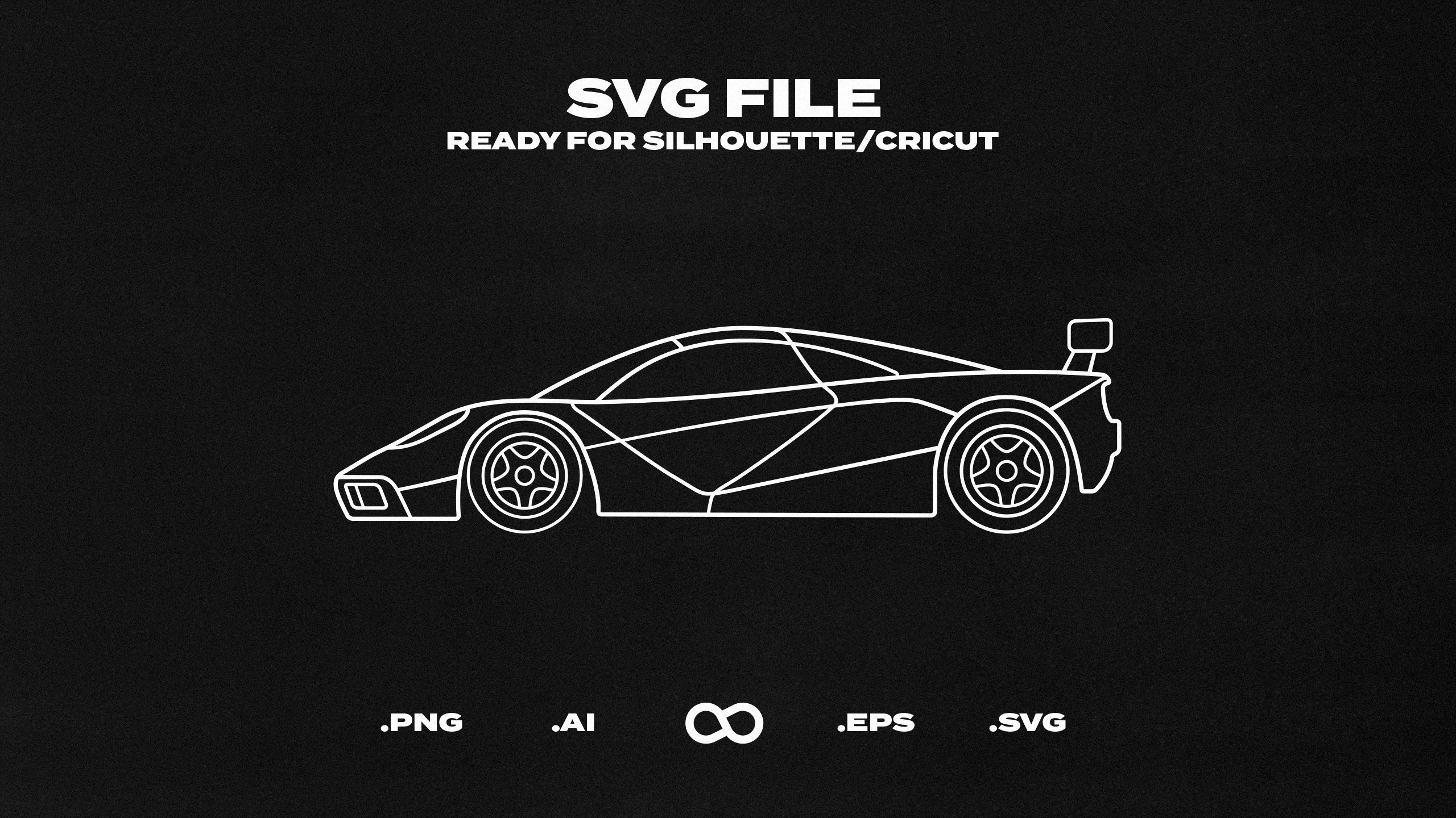 Mclaren F1 LM Car SVG/EPS Vector Outline - Printable, Cricut ...