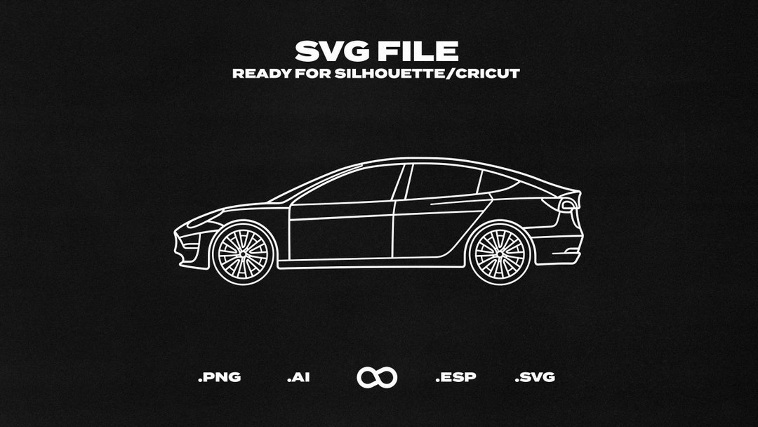 Tesla Model 3 Car SVG/EPS Outline - Printable, Cricut & Silhouette File ...