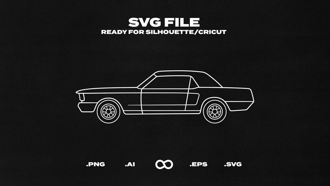 Ford Mustang GT 1965 Car SVG/EPS Vector File Outline - Printable ...