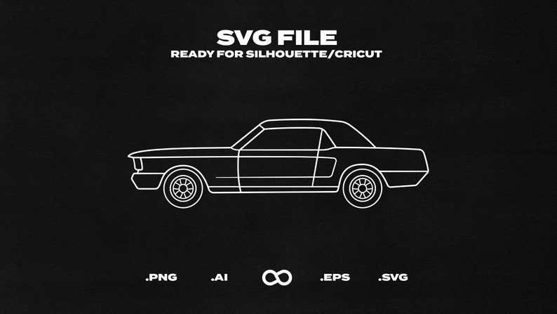 Ford Mustang GT 1965 Car SVG/EPS Vector File Outline - Printable ...