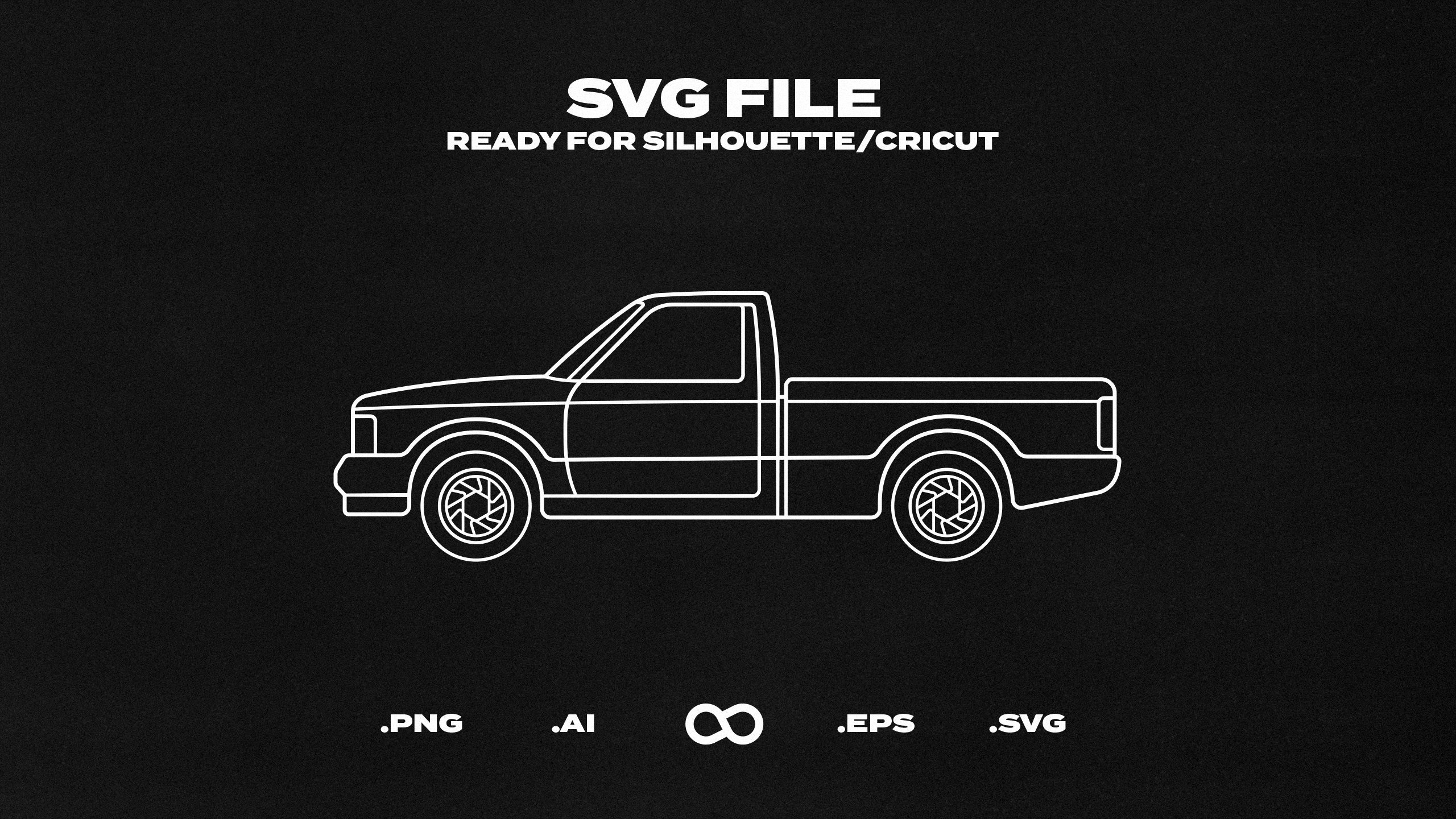GMC Syclone 1991 Pickup Truck SVG/EPS Outline - Printable, Cricut ...