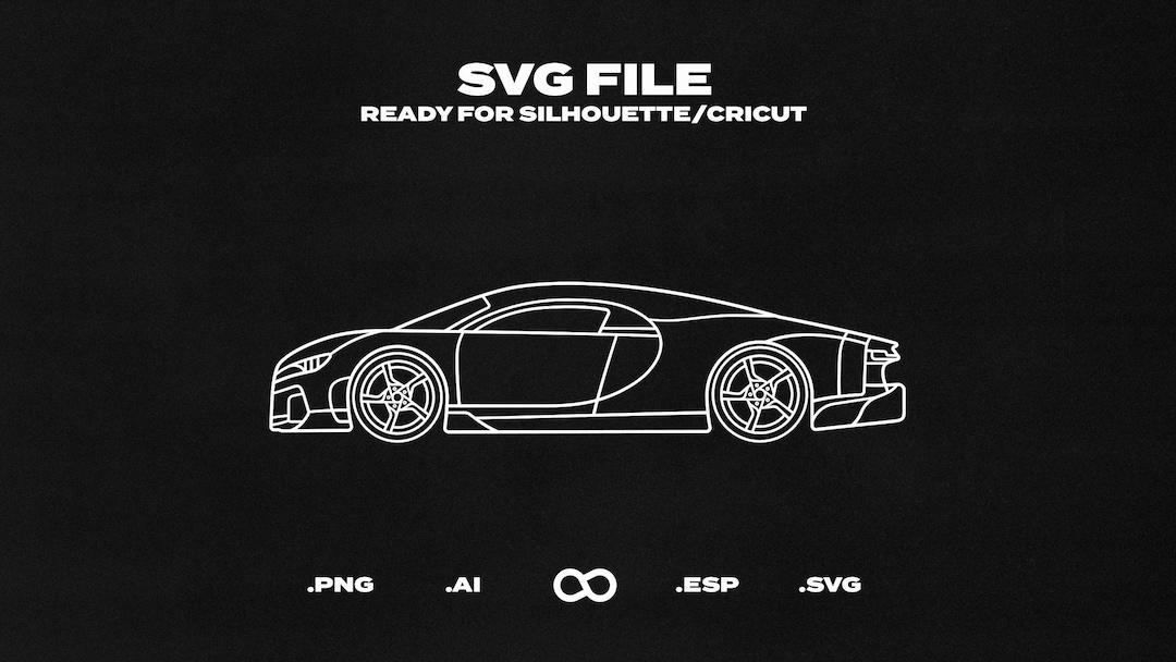 Bugatti Chiron Super Sport Car SVG/EPS Outline - Printable, Cricut ...
