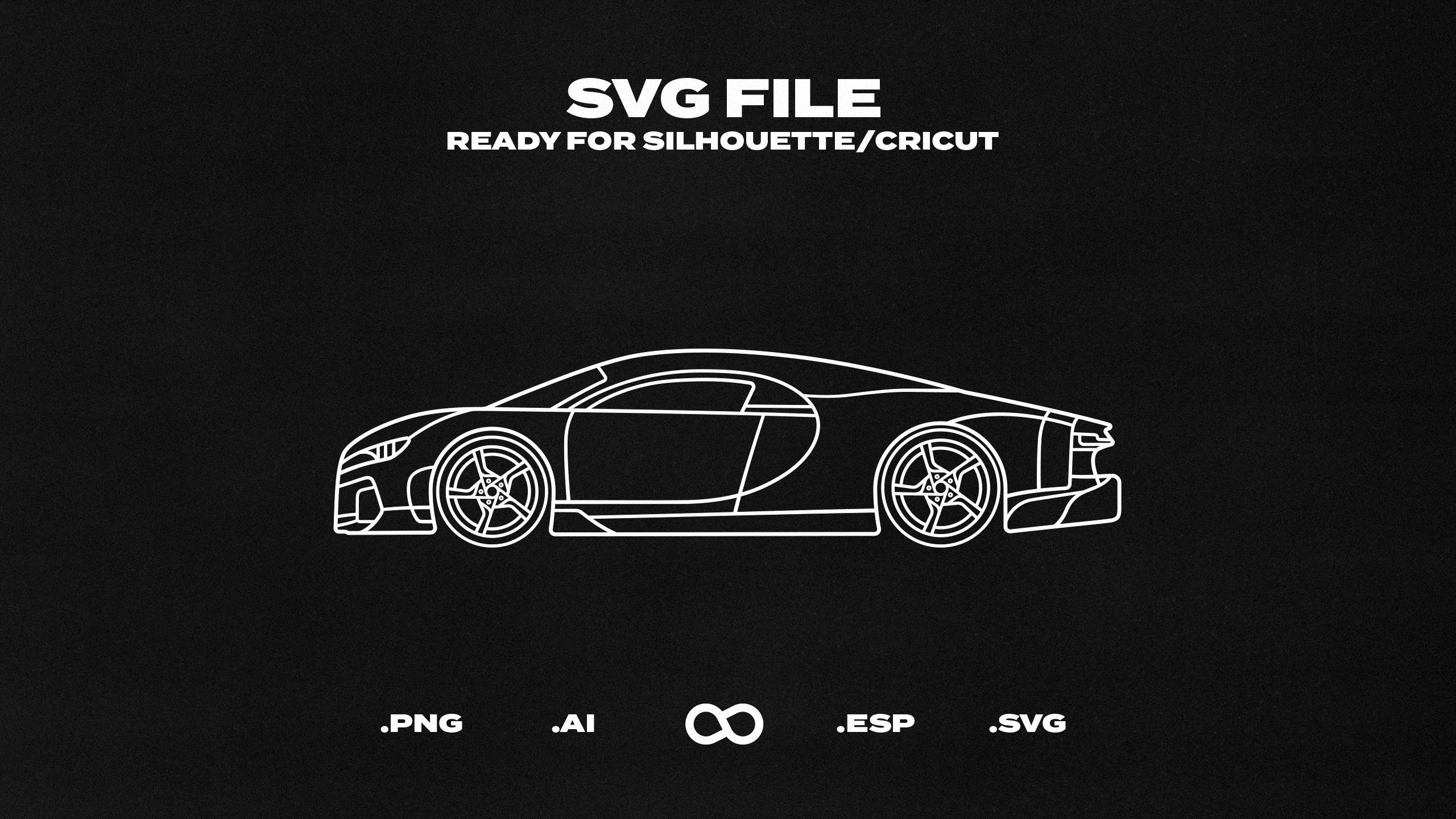 Bugatti Chiron Super Sport Car SVG/EPS Outline - Printable, Cricut ...