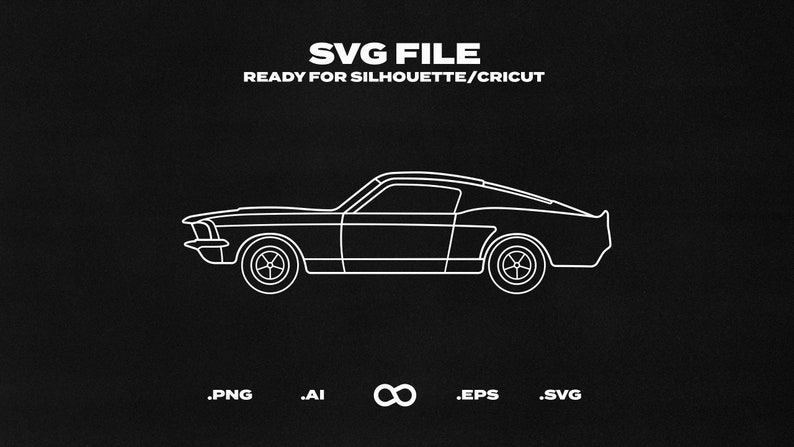 Shelby Mustang GT500 1967 Car SVG/EPS Outline - Printable, Cricut ...