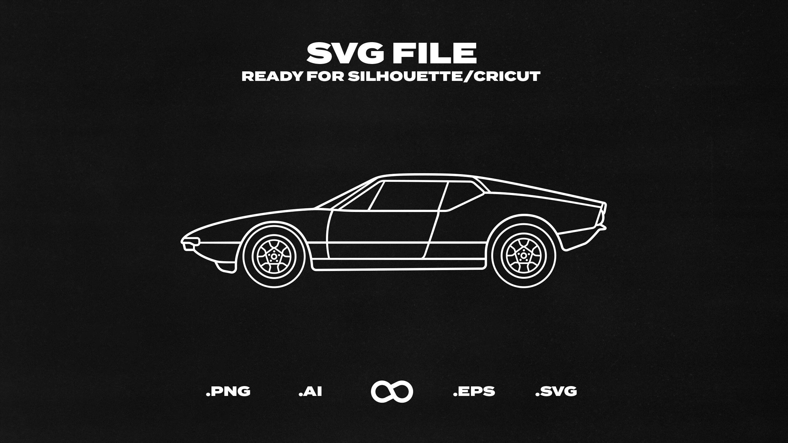 De Tomaso Pantera 1971 Car SVG/EPS Outline - Printable, Cricut ...