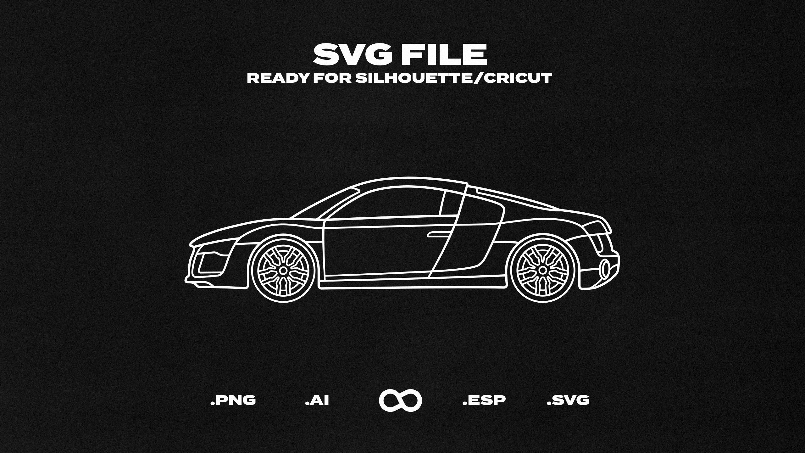 R8 V10 Coupe Car SVG/EPS Outline - Printable, Cricut & Silhouette File - Etsy