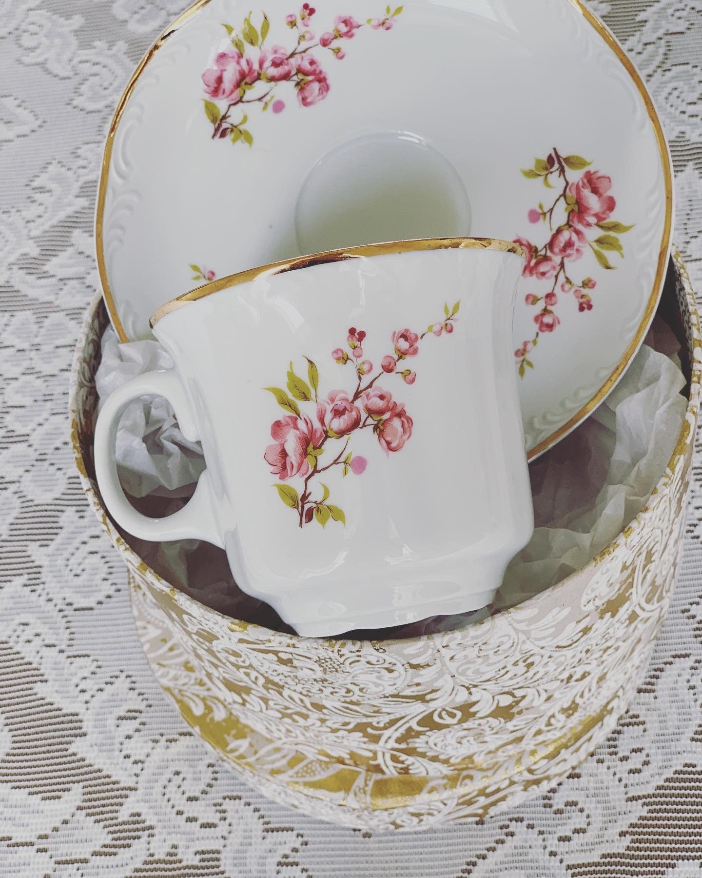 Romanian Cherry Blossom Tea Cup & Saucer - Etsy