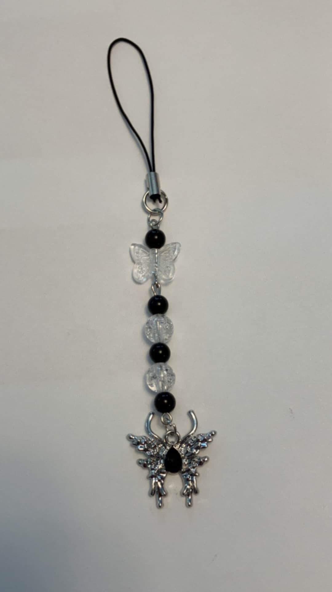Black and White Butterfly Phone Charm - Etsy