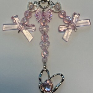 Coquette Heart and Bow Keychain - Etsy