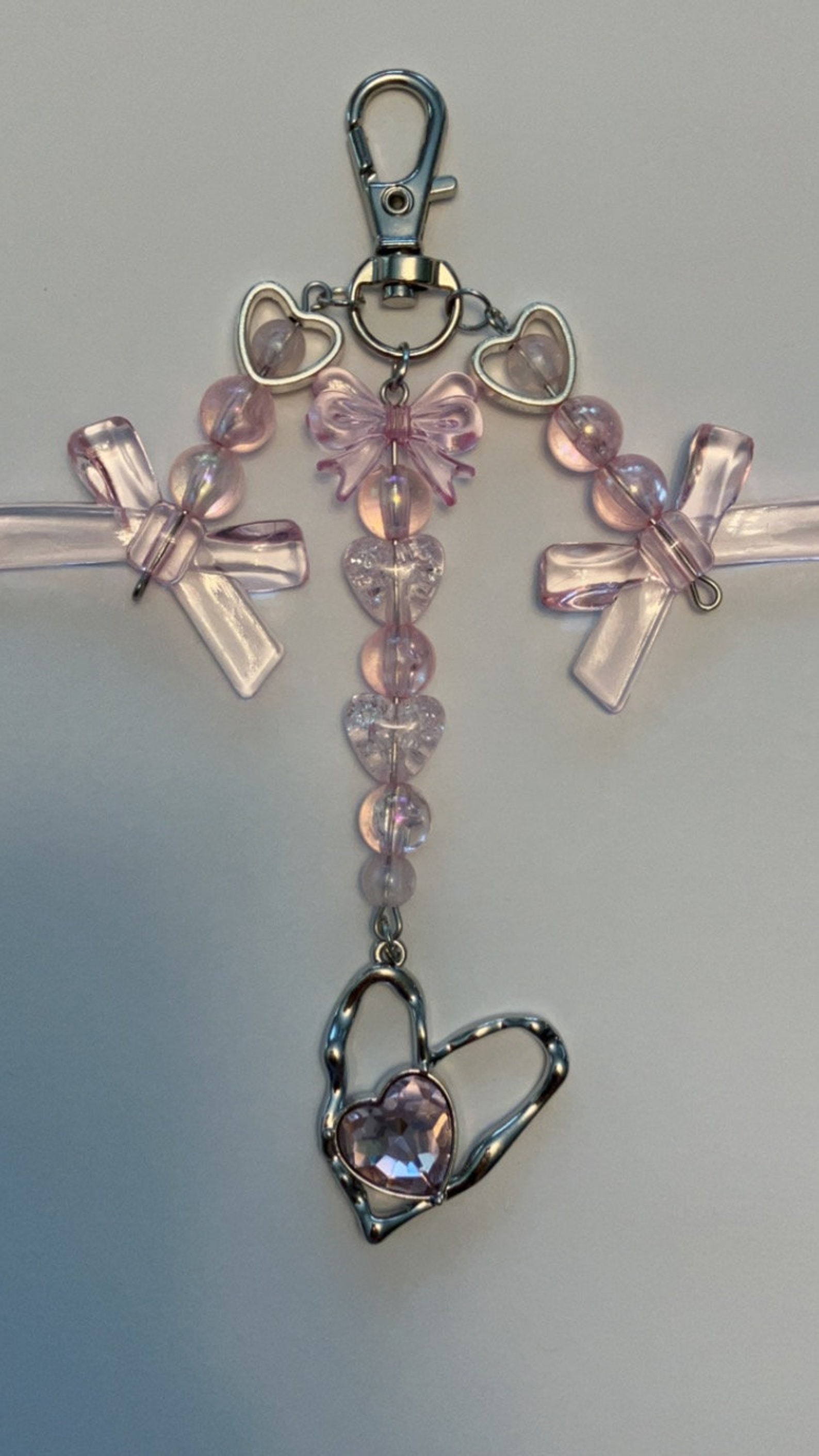 Coquette Heart and Bow Keychain - Etsy
