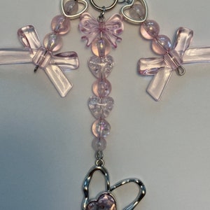 Coquette Heart and Bow Keychain - Etsy