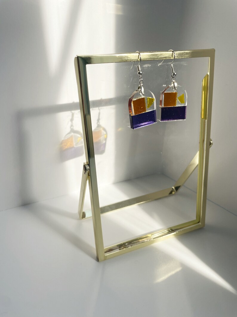 Stained Glass Earrings, Stained Glass, Colorblock, Retro Colorblock ...