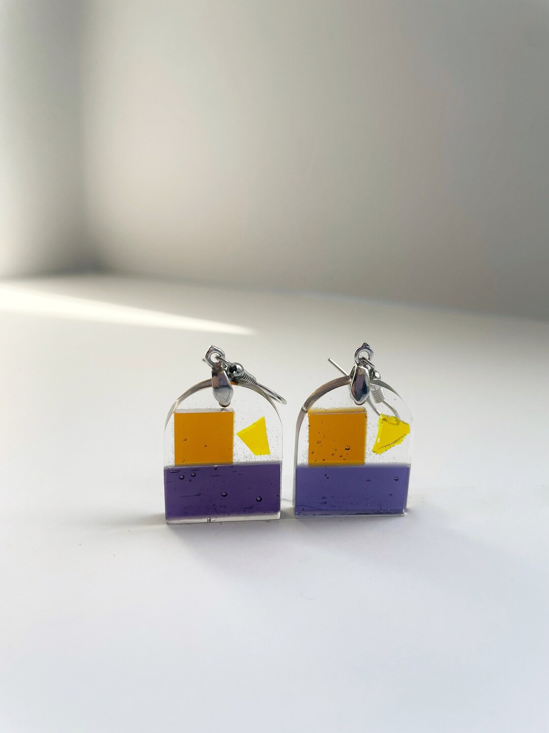 Stained Glass Earrings, Stained Glass, Colorblock, Retro Colorblock ...
