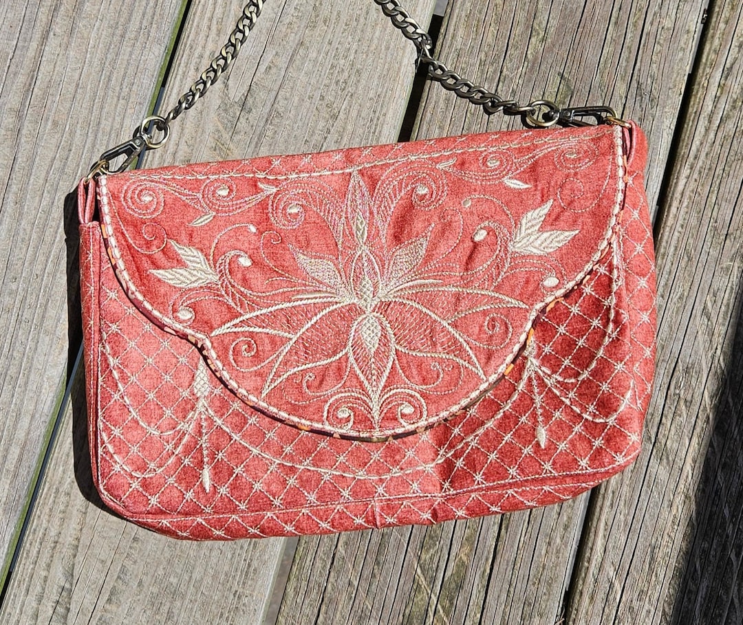 Embroidered Crossbody Bag With Detachable Chain Strap - Etsy