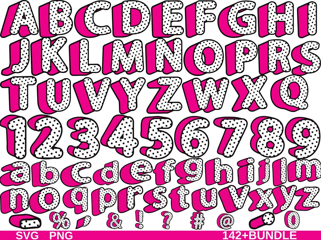 Polka Dot Alphabet SVG Pink Polka Dot Letters Elements Png - Etsy Canada