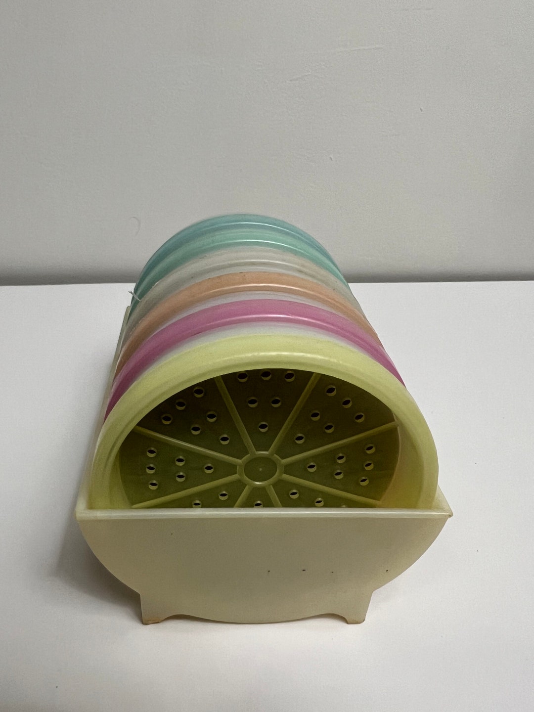 Vintage TUPPERWARE Pastel WAGON WHEEL Coaster Set of 6 W/ Caddy - Etsy
