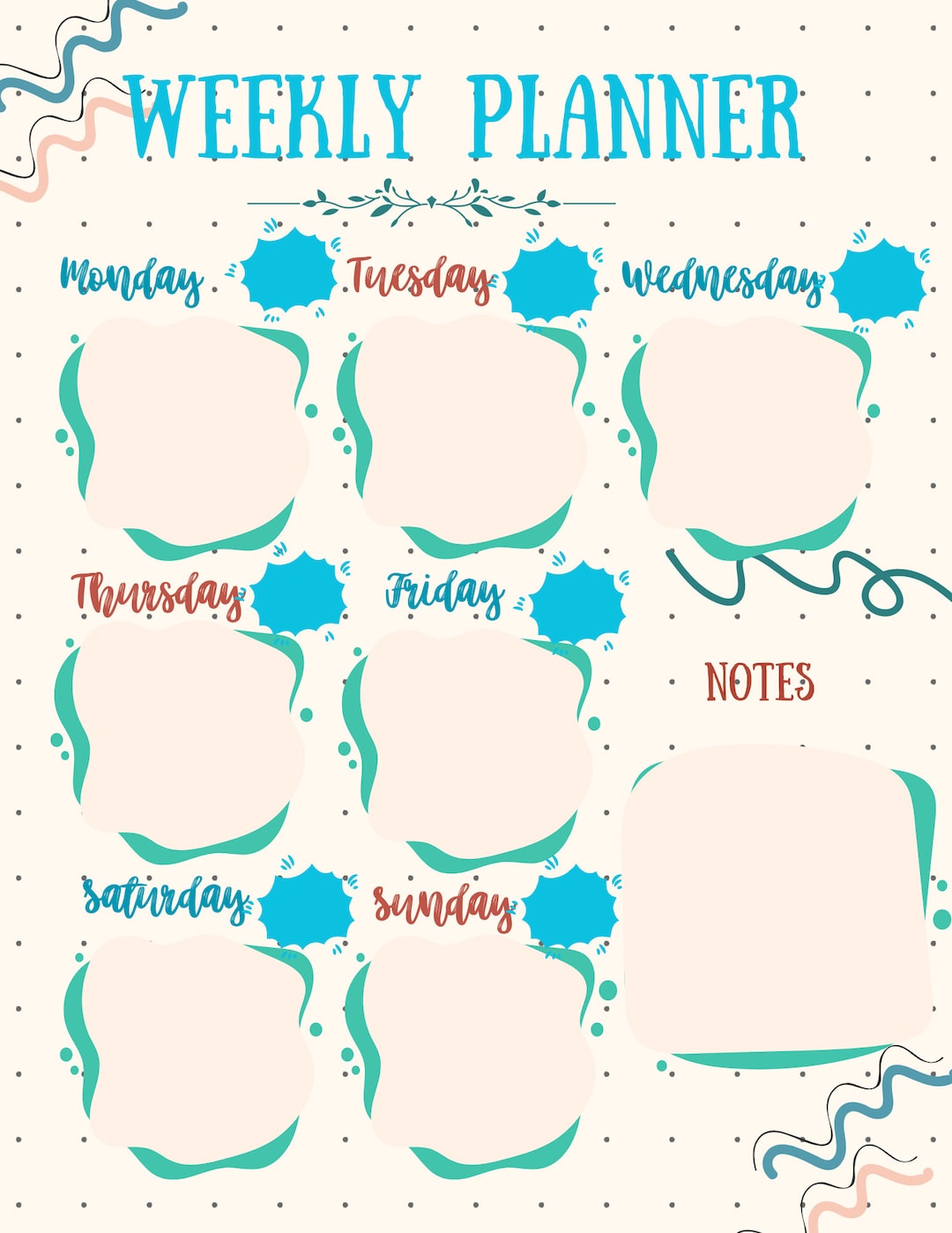 Weekly Planner Printable, Download Instantly, Plan Your Day, Schedule ...