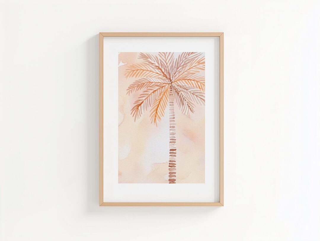 Boho Palm Tree Print: Neutral Watercolor Coastal Art (digital Download ...