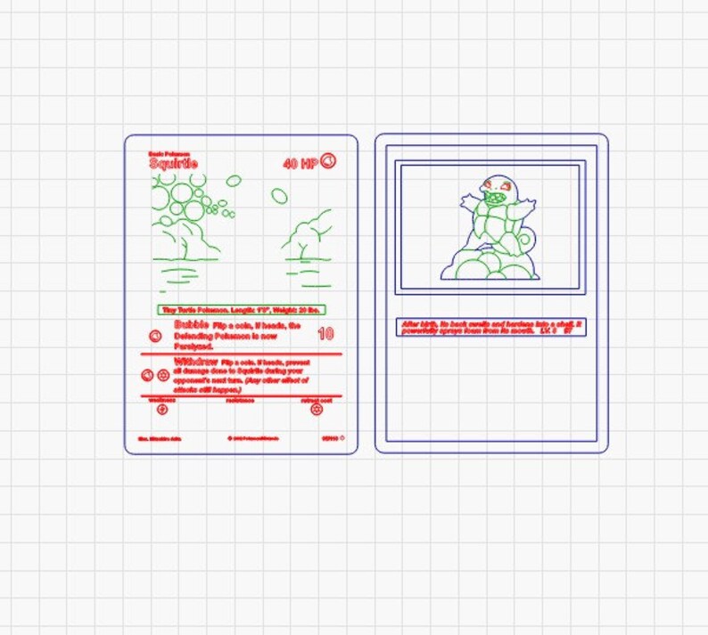 Squirtle Wartortle Blastoise Pokemon Card Vector SVG Laser Cutter File ...