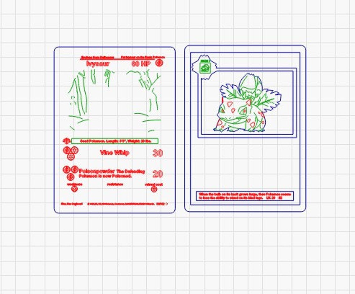 Bulbasaur Ivysaur Venusaur Pokemon Card Vector SVG Laser Cutter File ...