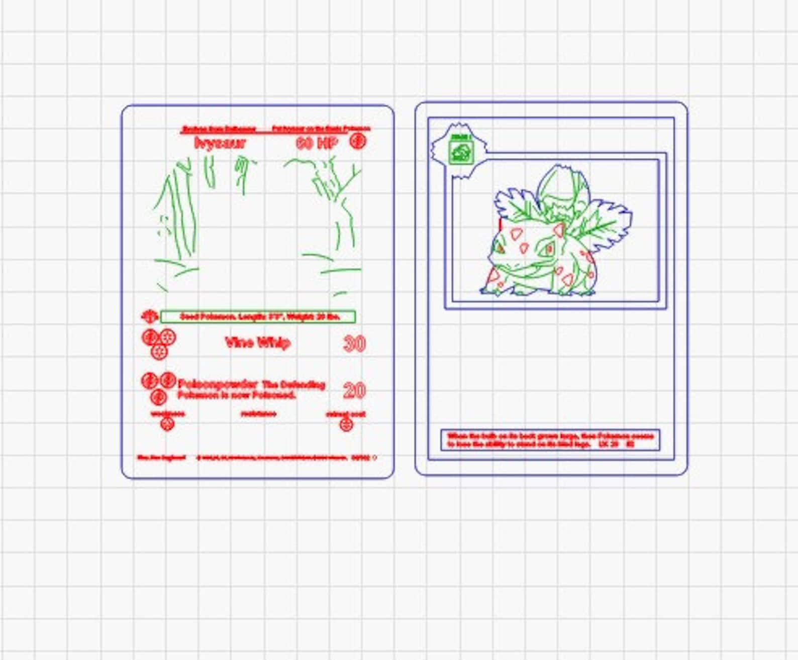 Bulbasaur Ivysaur Venusaur Pokemon Card Vector SVG Laser Cutter File ...
