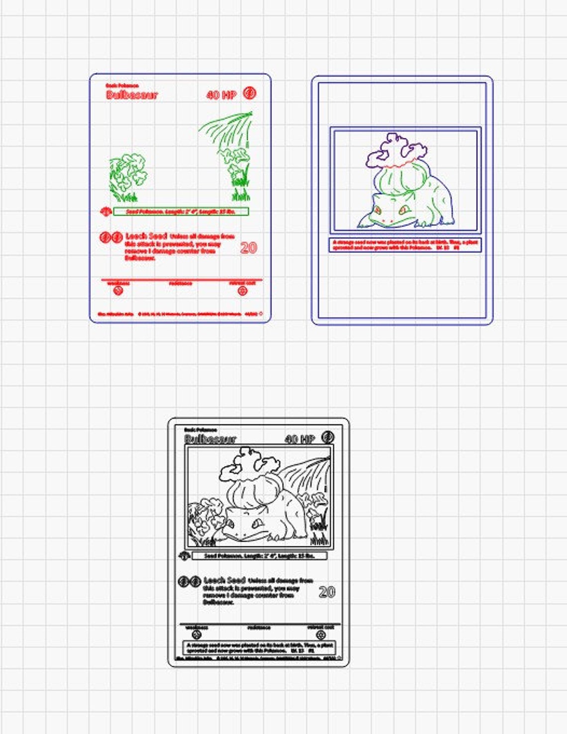 Bulbasaur Ivysaur Venusaur Pokemon Card Vector SVG Laser Cutter File ...