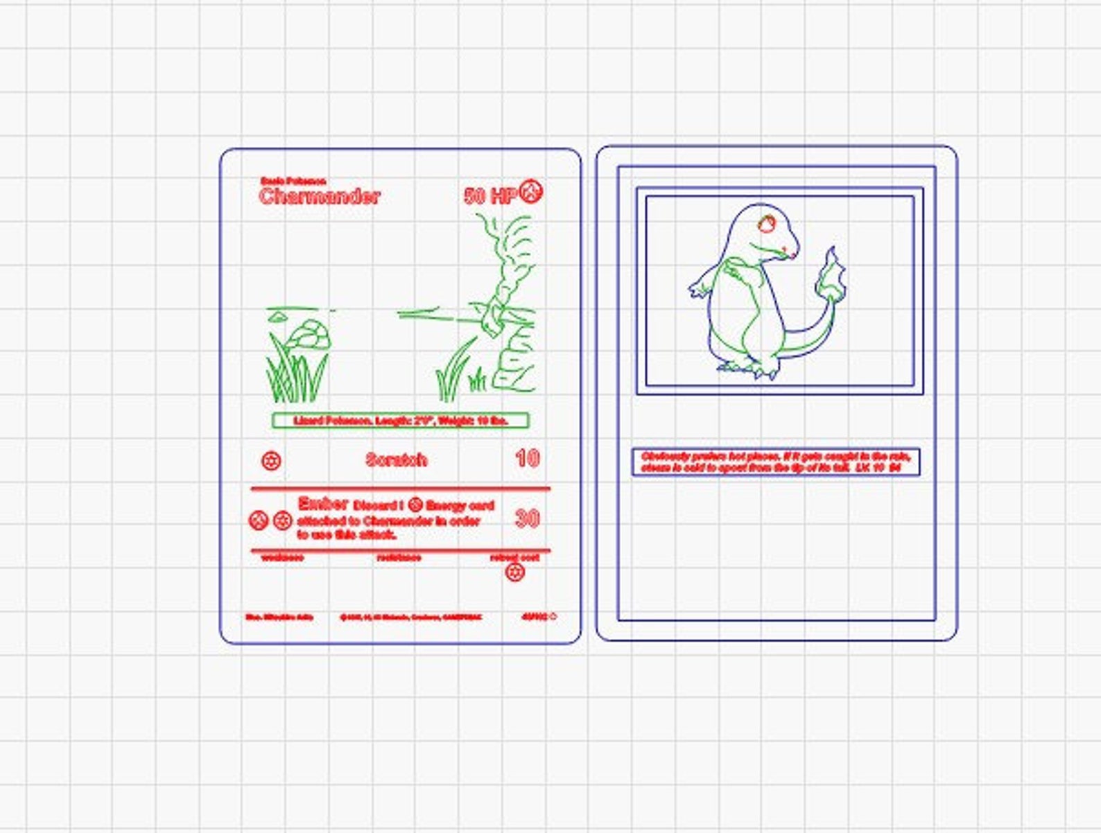 Charmander Charmeleon Charizard Pokemon Card Vector SVG Laser Cutter ...