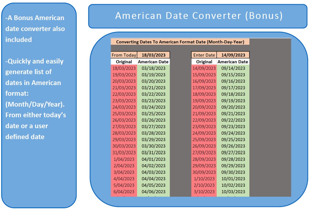 Date List Template, Excel Spreadsheet, Planner, Schedule, Plan ...