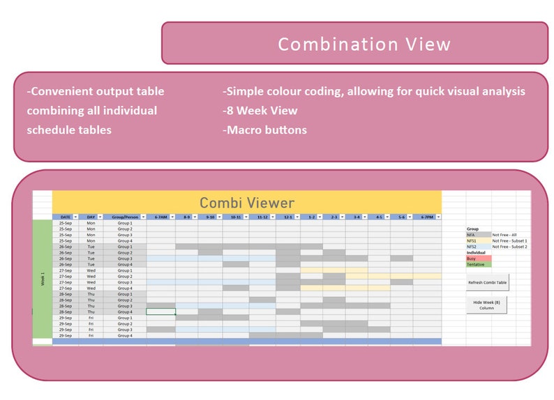 Multigroup Viewer V1.0, Excel Spreadsheet, Planner, Schedule, Plan ...