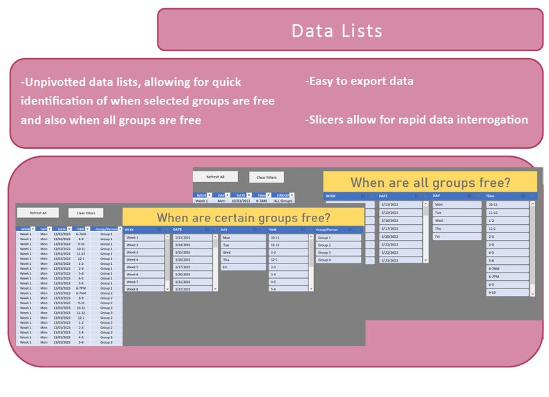 Multigroup Viewer V1.0, Excel Spreadsheet, Planner, Schedule, Plan ...
