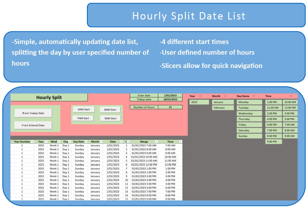 Date List Template, Excel Spreadsheet, Planner, Schedule, Plan ...