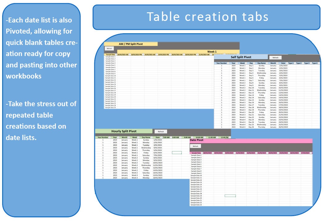 Date List Template, Excel Spreadsheet, Planner, Schedule, Plan ...