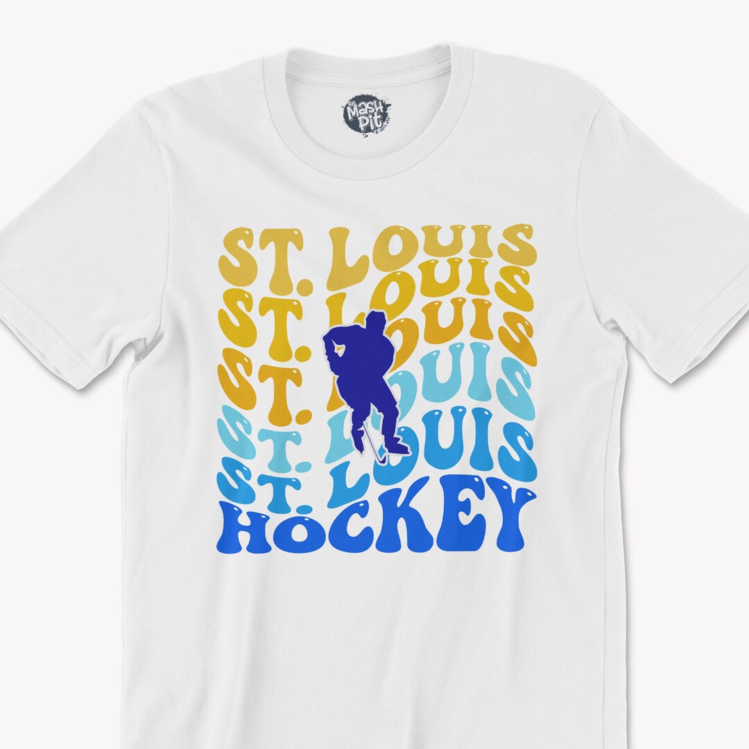 St. Louis Hockey Shirt | Hockey St. Louis Retro Wavy Text Unisex Adult ...