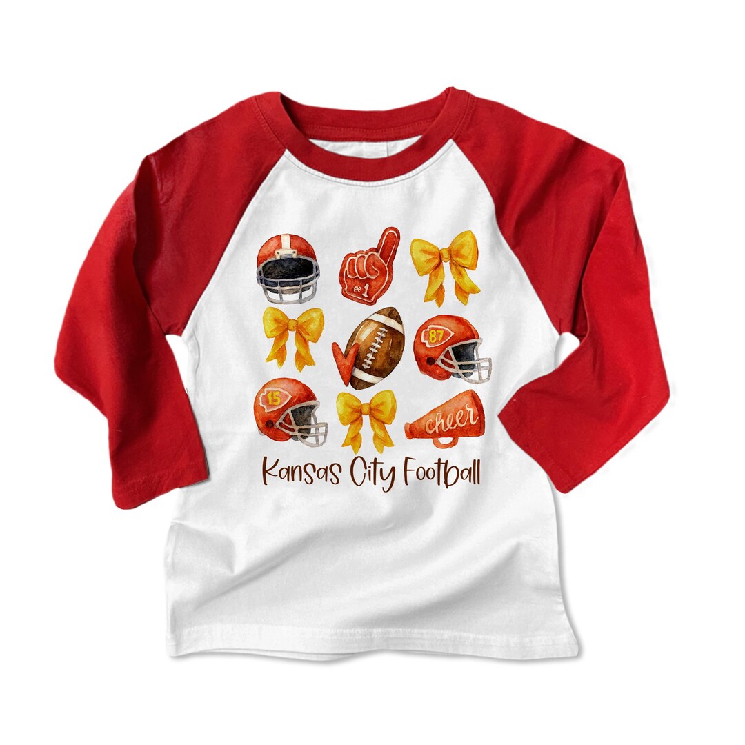 Kansas City Football Girls Toddler Shirt • Coquette Bow Watercolor KC ...