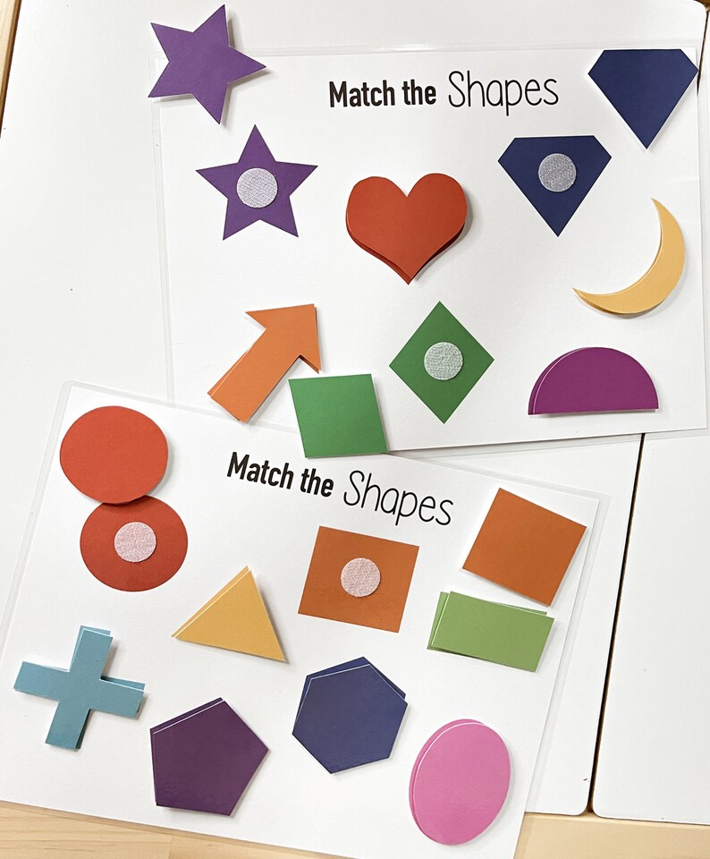 Busy Book Activity Printable Match the Shapes Toddler 18 Months 2 Years ...